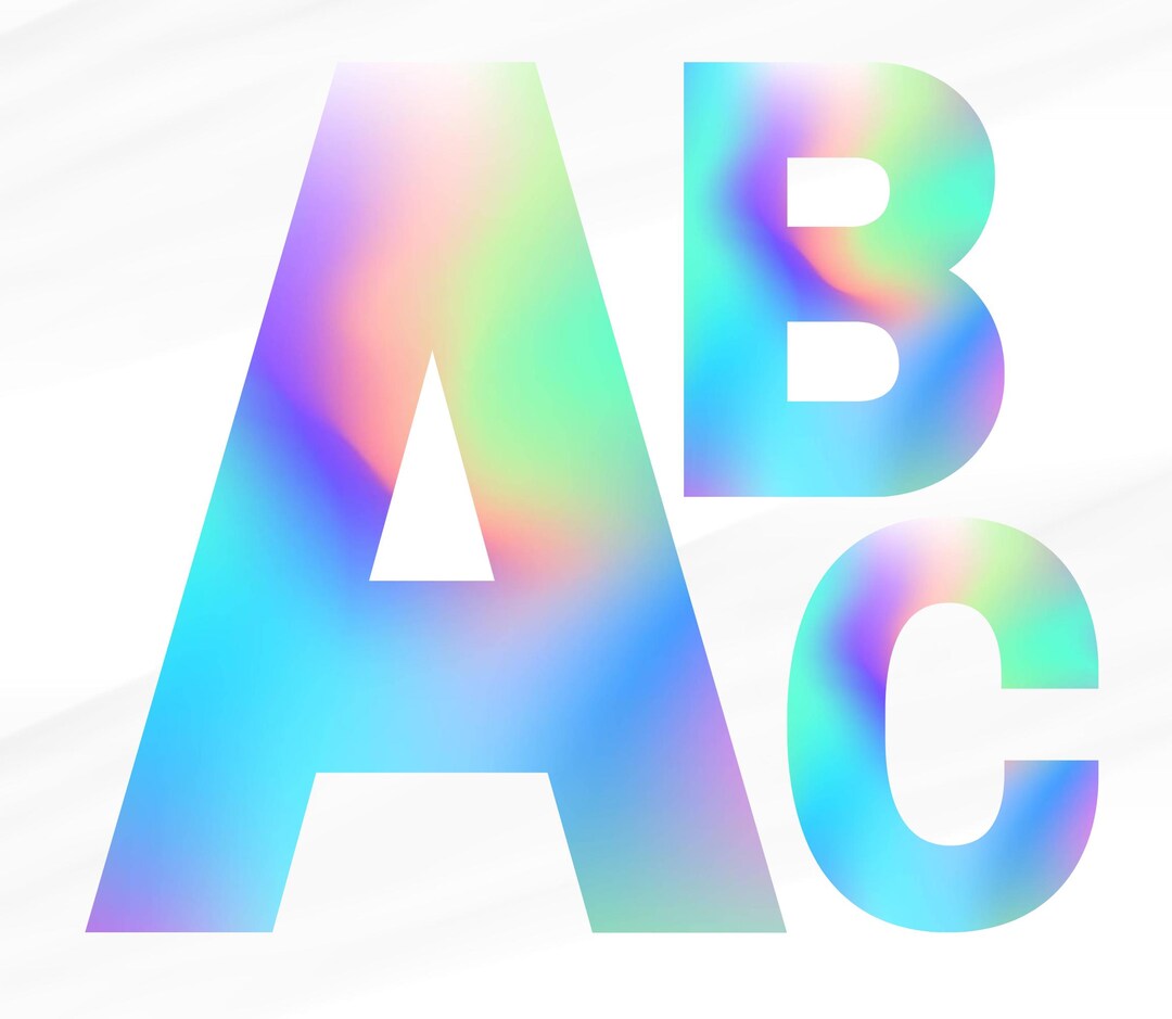 Bright Rainbow Abstract Pattern PNG Alphabet Letters A-Z Numbers 0-9 ...