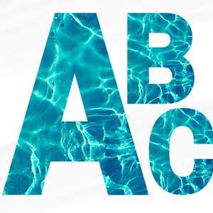 Blue Pool Water PNG Alphabet Letters A-Z, Numbers 0-9 Printable ...