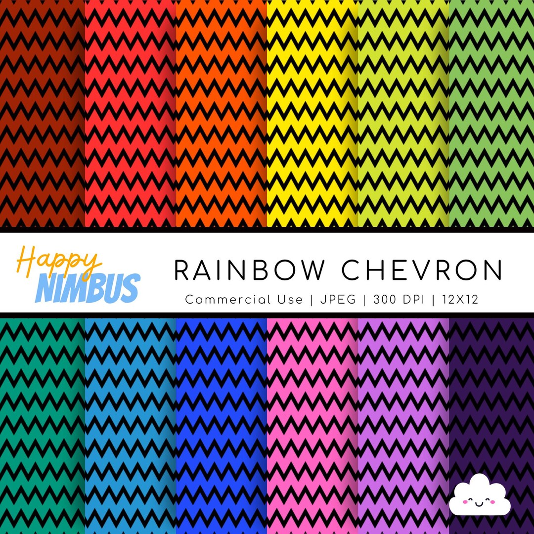 Bright Rainbow Chevron 12 Paper Pack Digital Sublimation Background ...