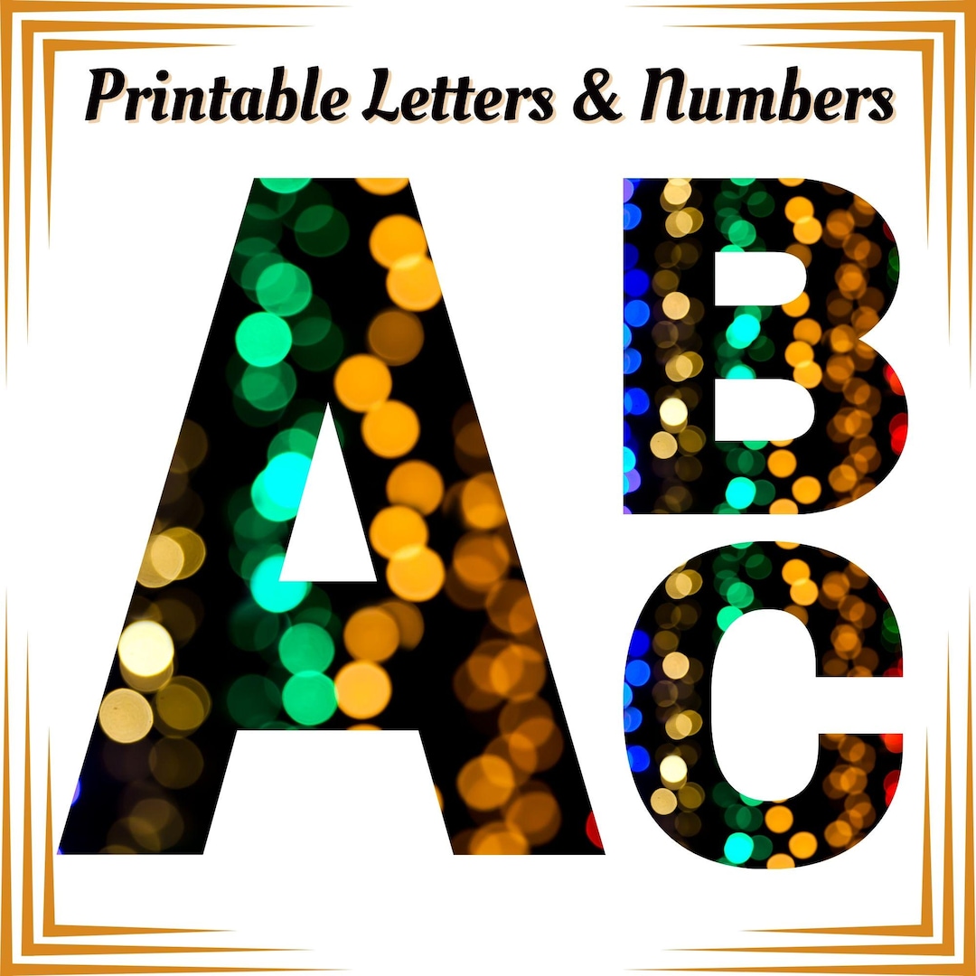Christmas Lights PNG Alphabet Letters A-Z, Numbers 0-9 Printable ...