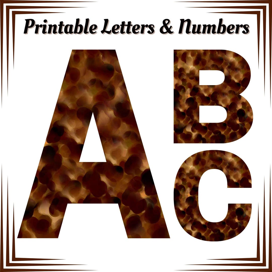 Tortoiseshell PNG Alphabet Letters A-Z, Numbers 0-9 Printable Resizable Bulletin Board ...