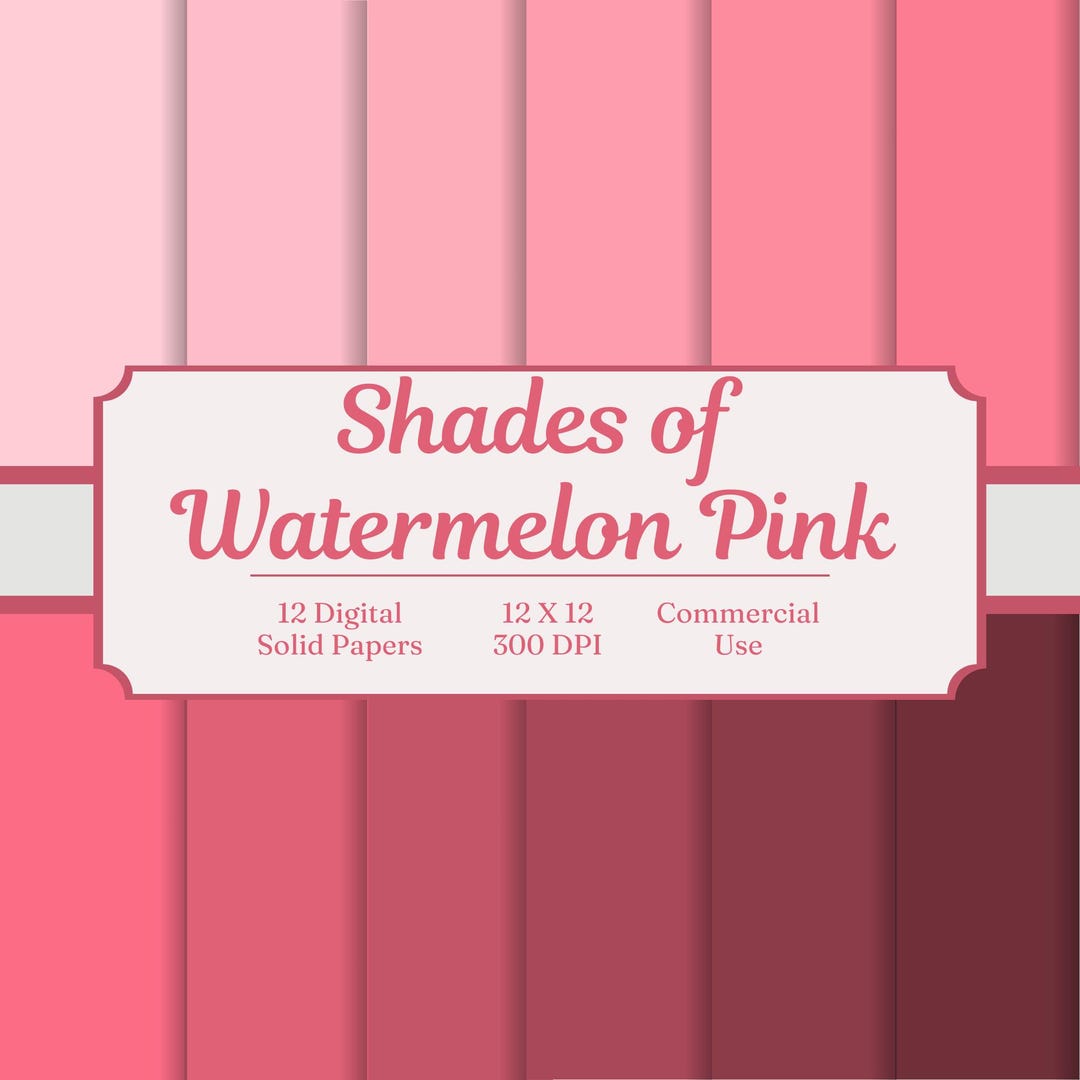Shades Watermelon Pink Solids Paper Pack, Digital Background, Printable, Colorful Journal ...