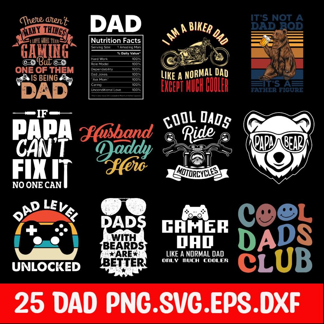 25 Dad PNG Bundle, Sublimation-ready Designs, Pickup Dad, Perfect for T ...
