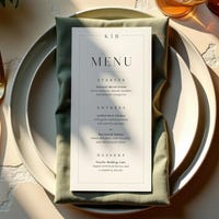 Green Hand Drawn Editable Menu Template, 4x9 for Dinner Parties and ...