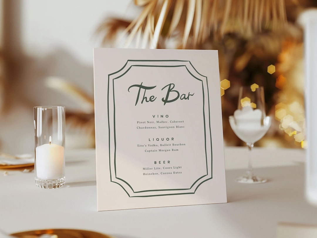 Illustrated Bar Menu Template, Modern Editable Drink Menu, Minimalist ...