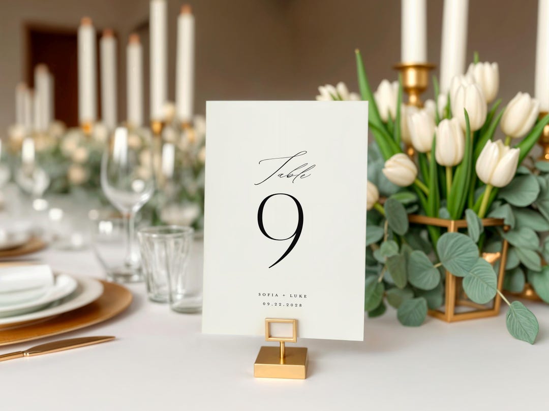Elegant Script Table Numbers, Modern Romantic Wedding, Printable ...