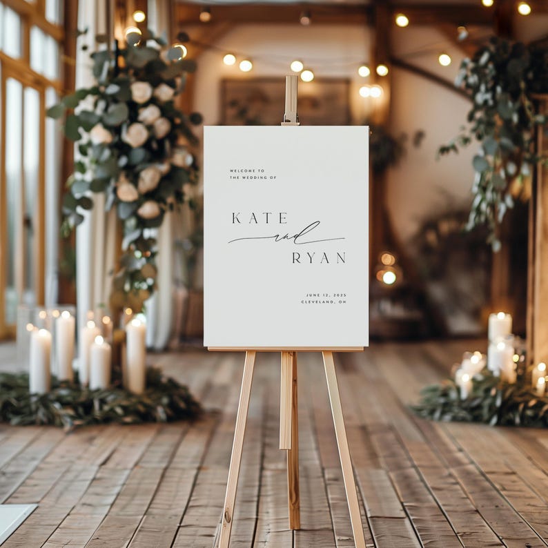 Minimalist Wedding Welcome Sign Template, Modern Welcome Wedding Sign ...