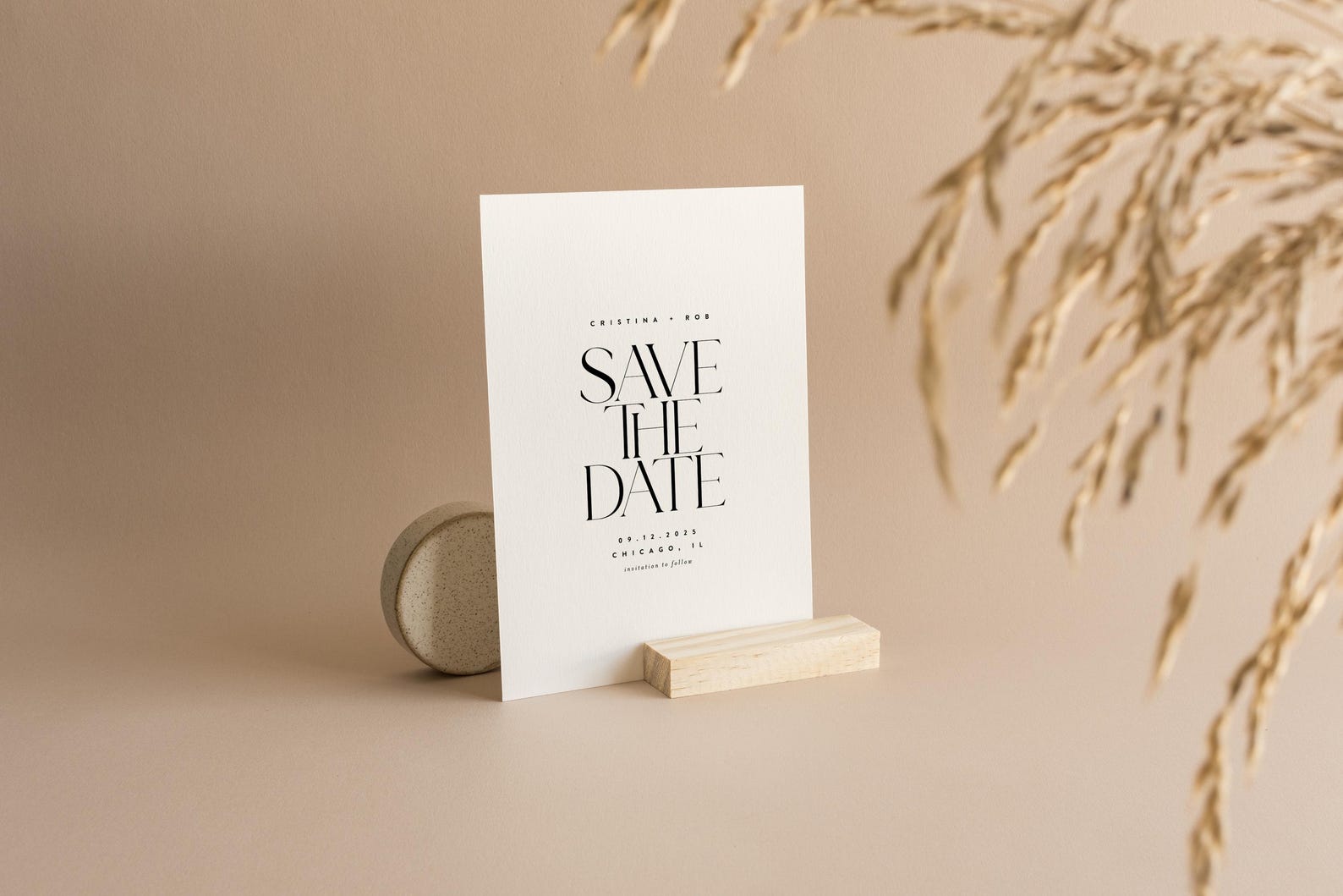 Modern Minimalist Save the Date Template: Editable Typography (digital ...