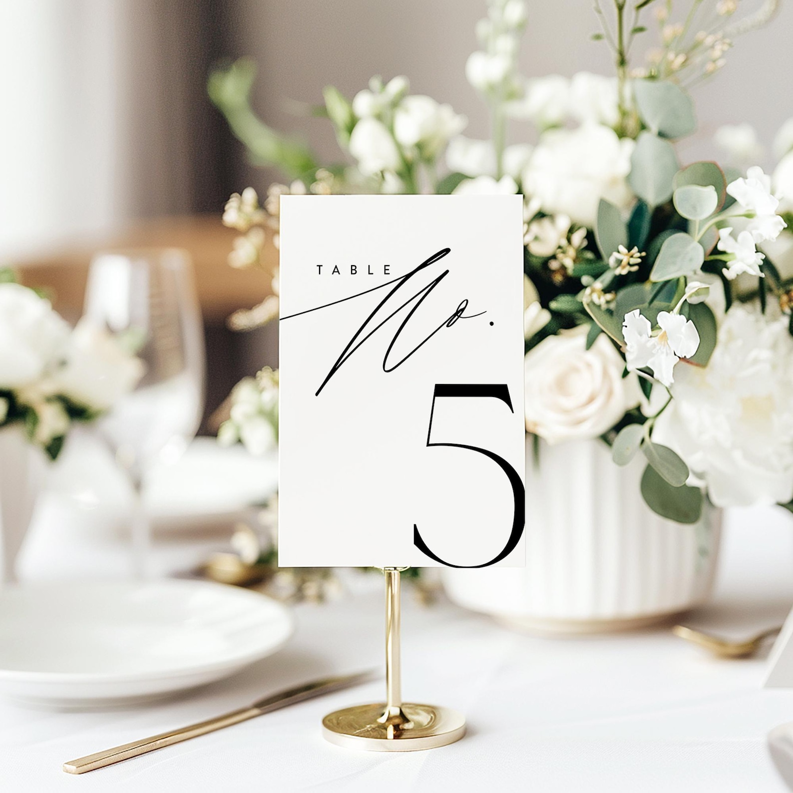 Modern Wedding Table Number Template | Minimalist Editable Table Sign ...