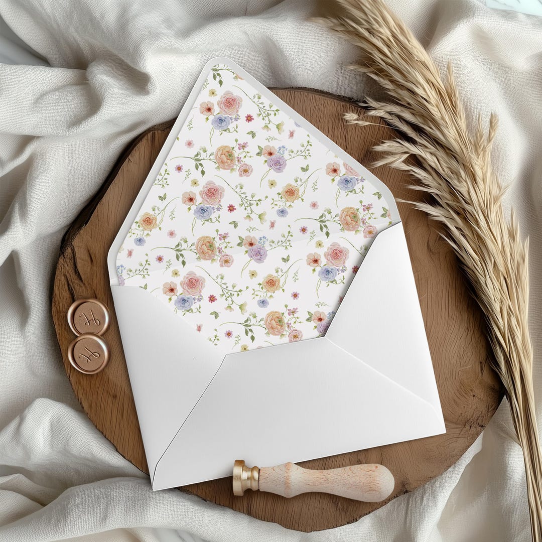 Floral Envelope Liner Template, Printable Wedding Envelope Liner ...