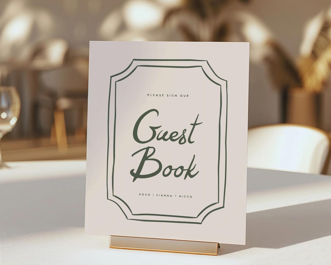 Hand Drawn Wedding Guest Book Sign Template, Whimsical Guest Book ...