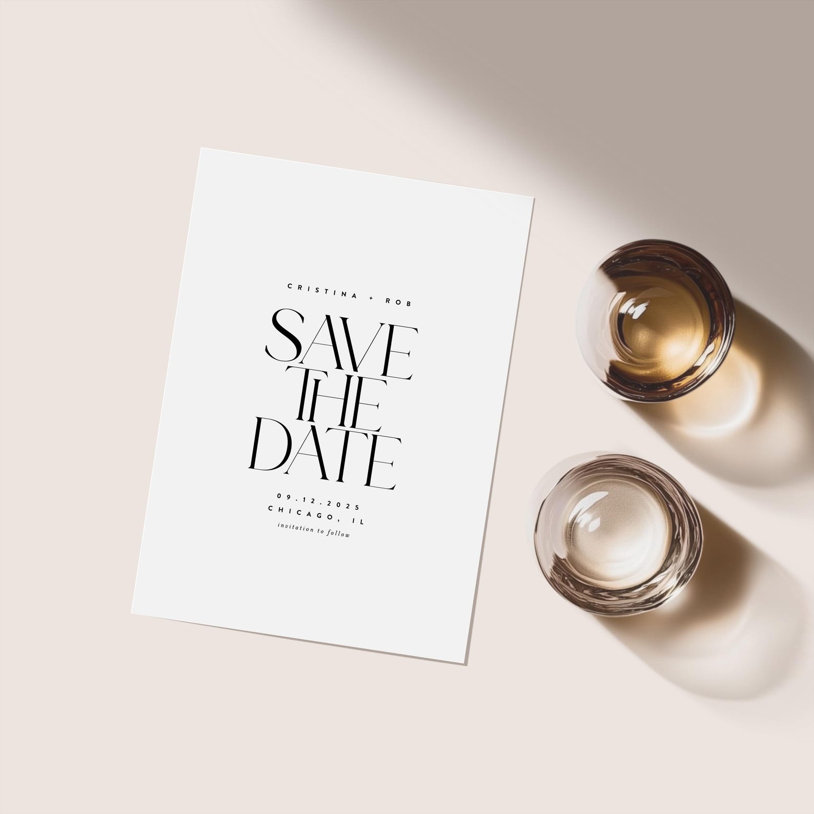 Modern Minimalist Save the Date Template: Editable Typography (digital ...