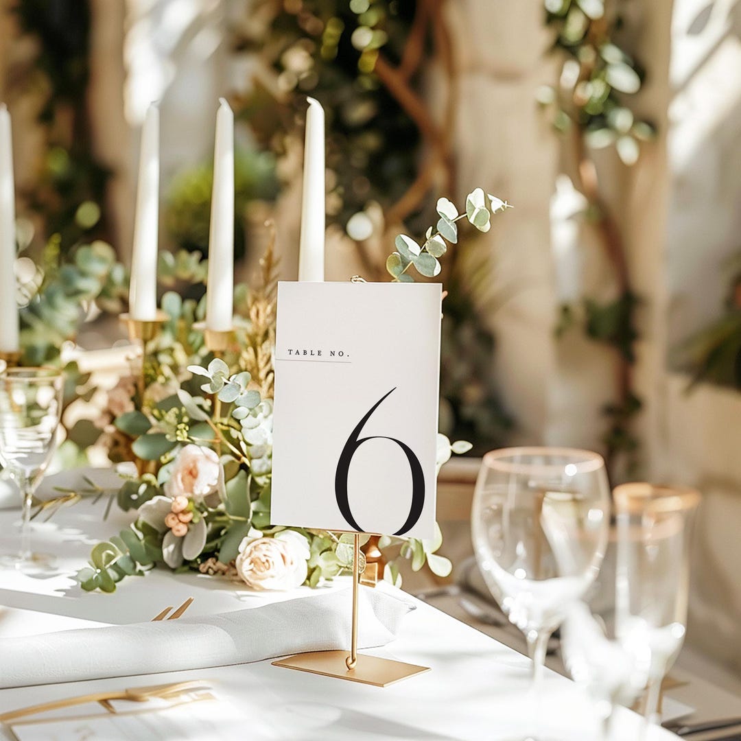 Minimalist Wedding Table Number Template | Editable Modern Table Number ...