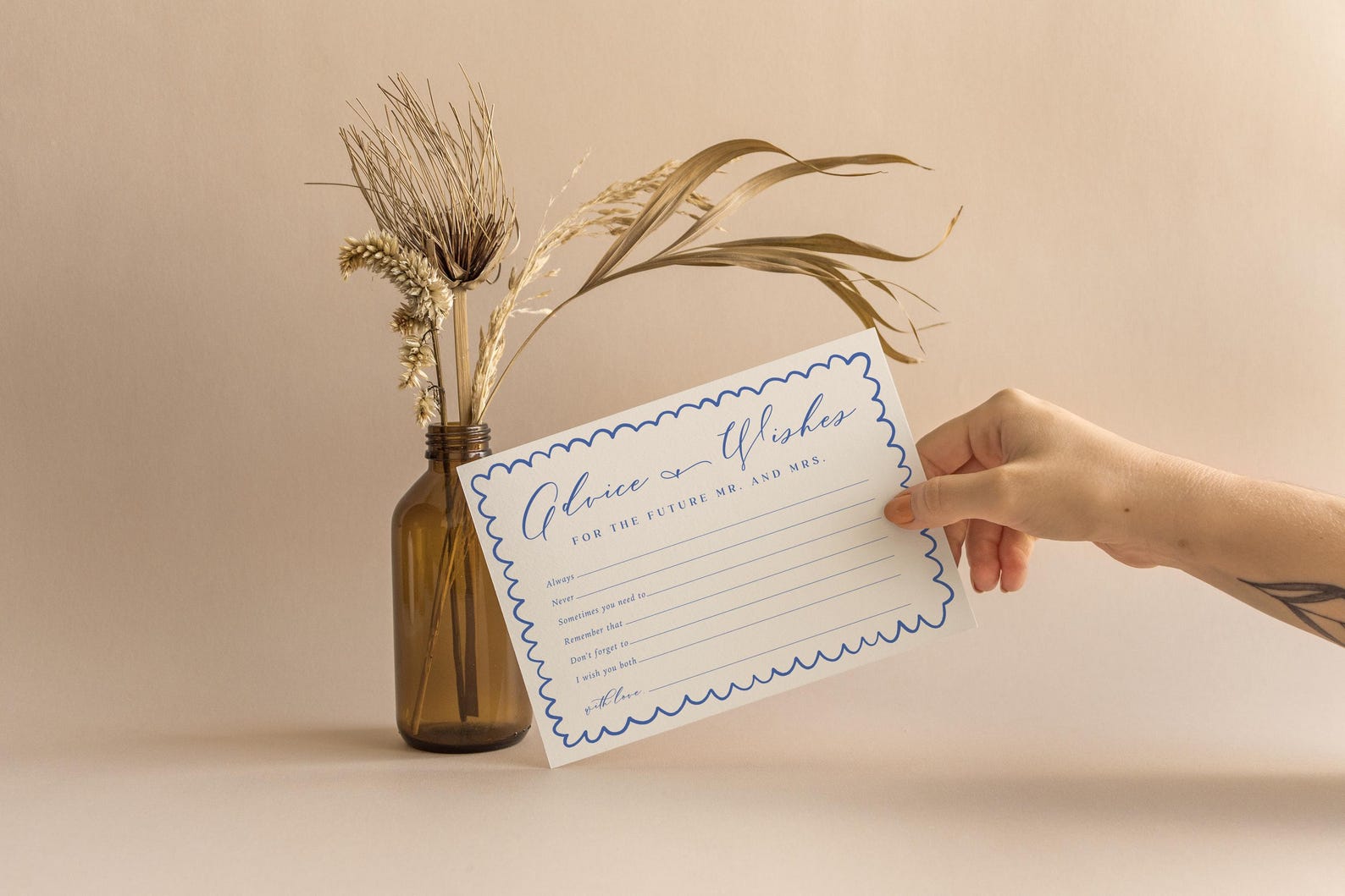 Wedding Advice Cards: Hand Drawn Bridal Shower Game (editable Template ...