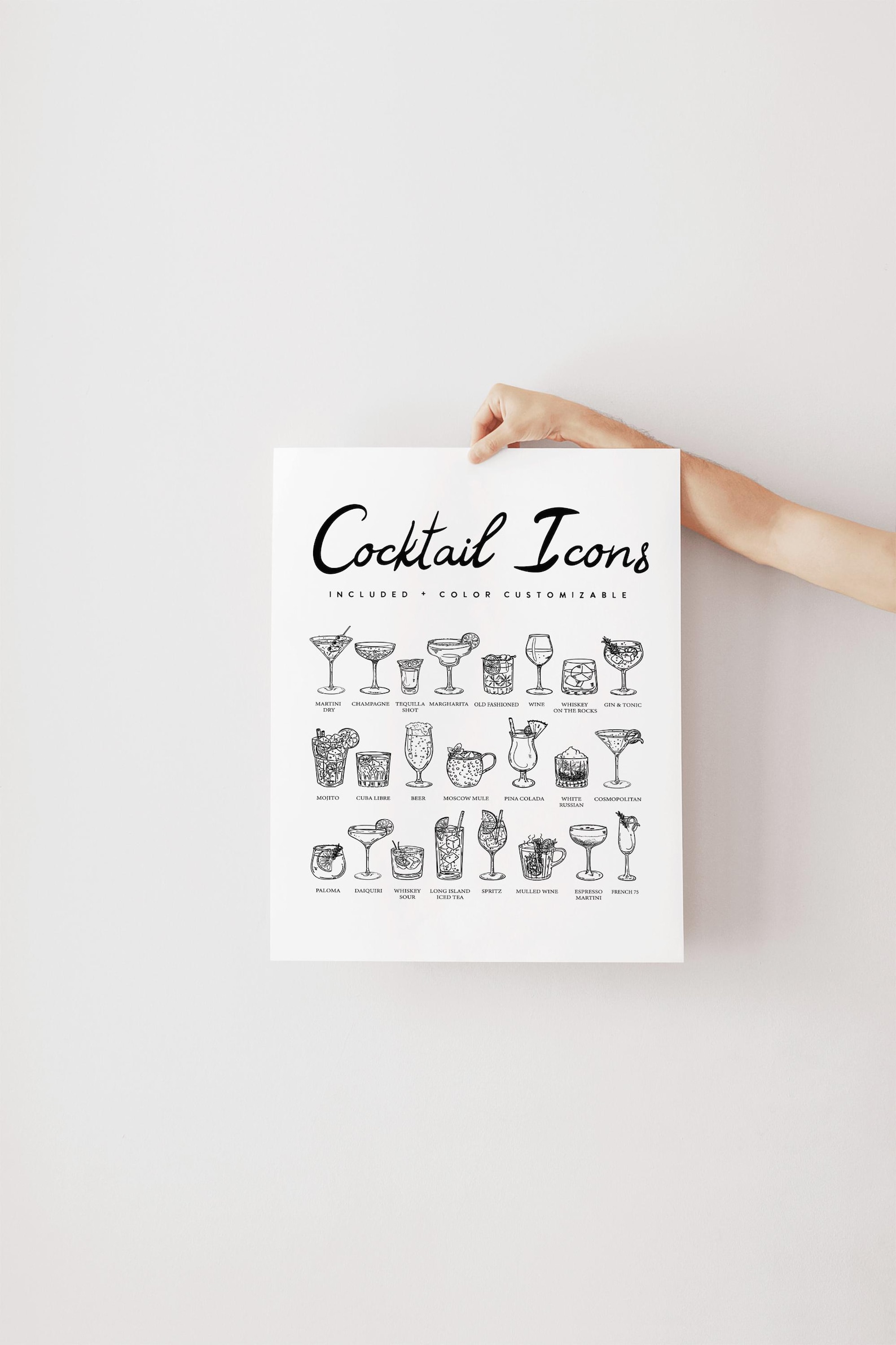 Illustrated Bar Menu Template, Modern Editable Drink Menu, Minimalist ...