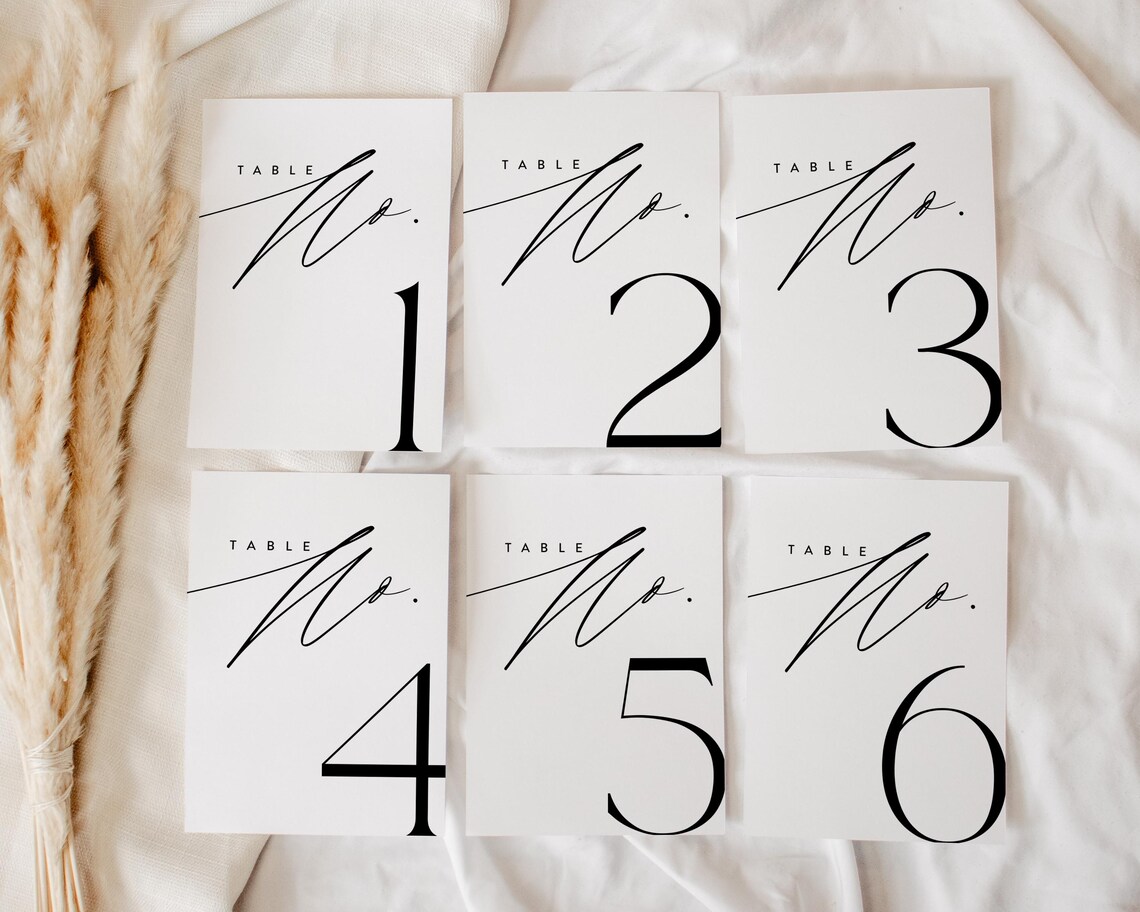 Modern Wedding Table Number Template | Minimalist Editable Table Sign ...