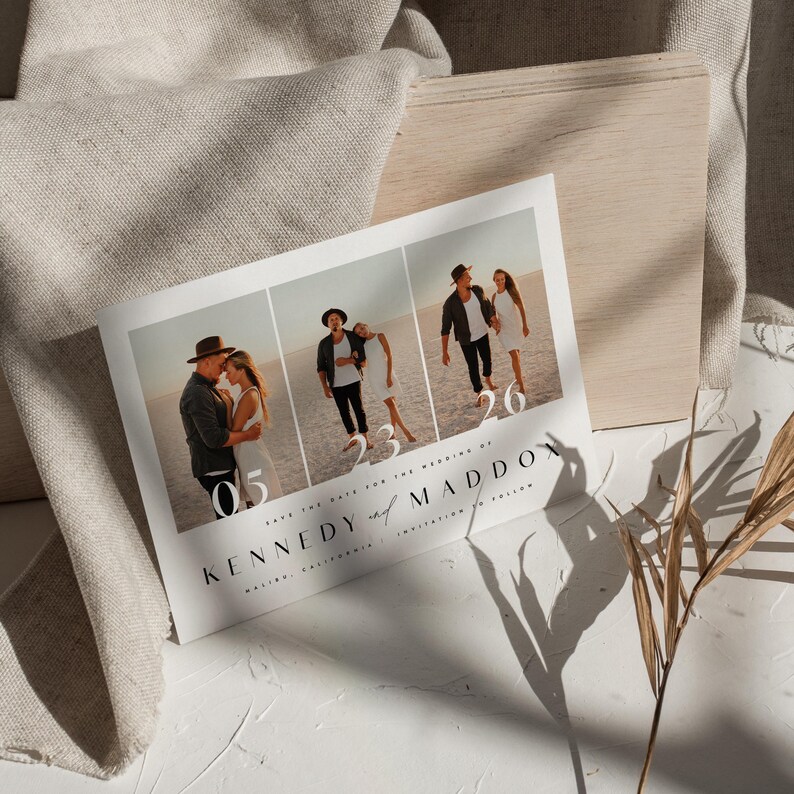 Photo Collage Save the Date Template: Modern Wedding Announcement ...