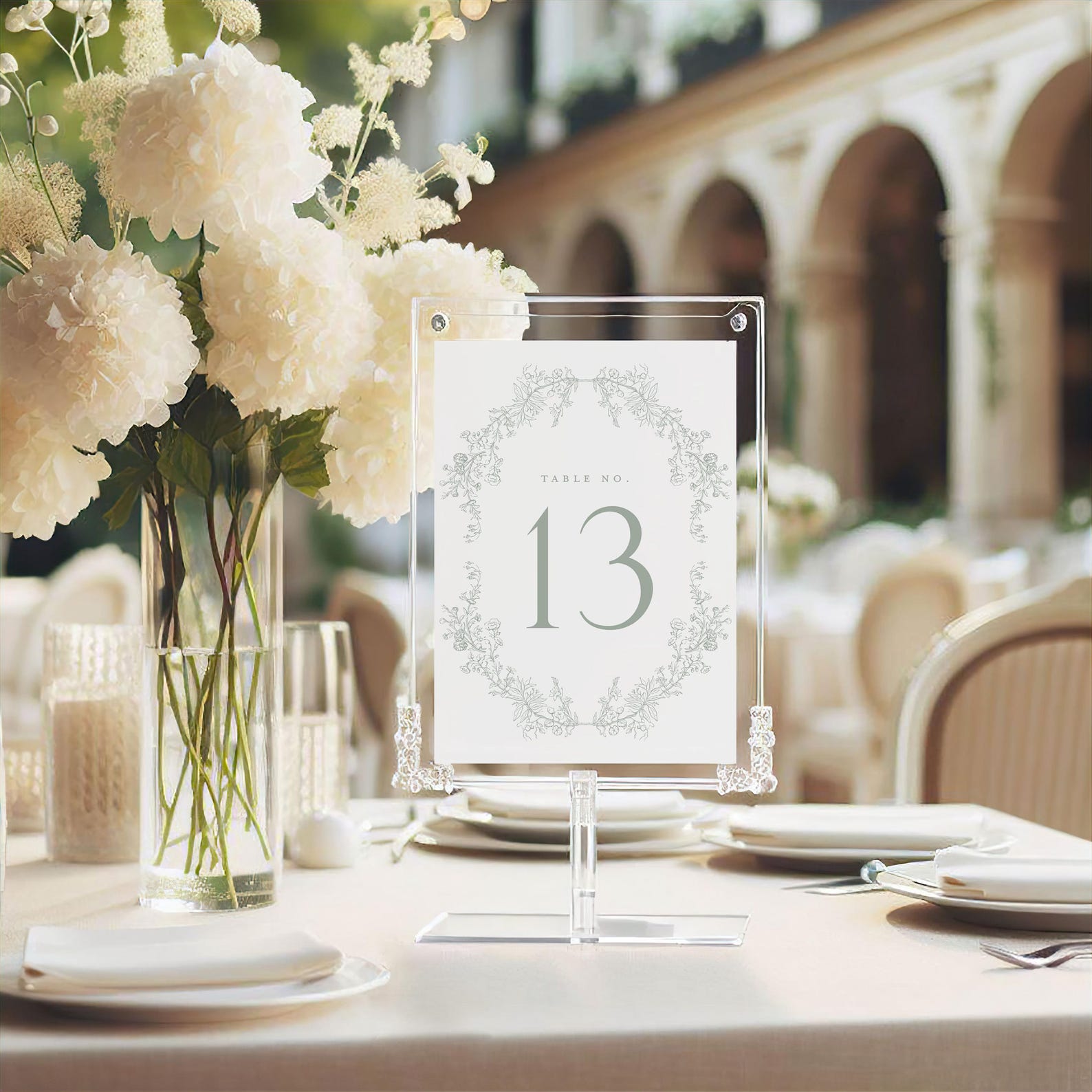 Elegant Wedding Table Numbers, Vintage Floral Frame Table Number ...