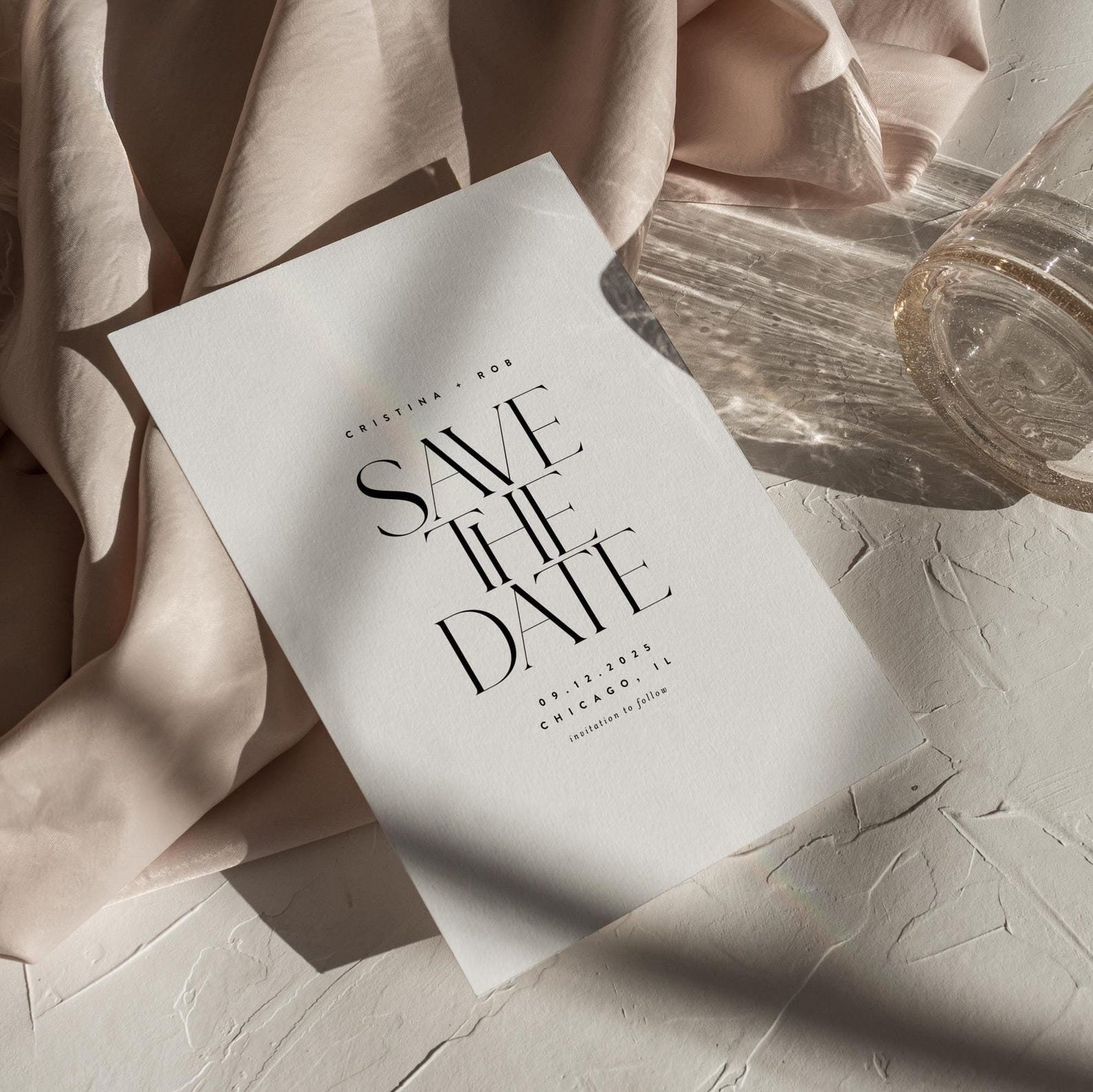 Modern Minimalist Save the Date Template: Editable Typography (digital ...