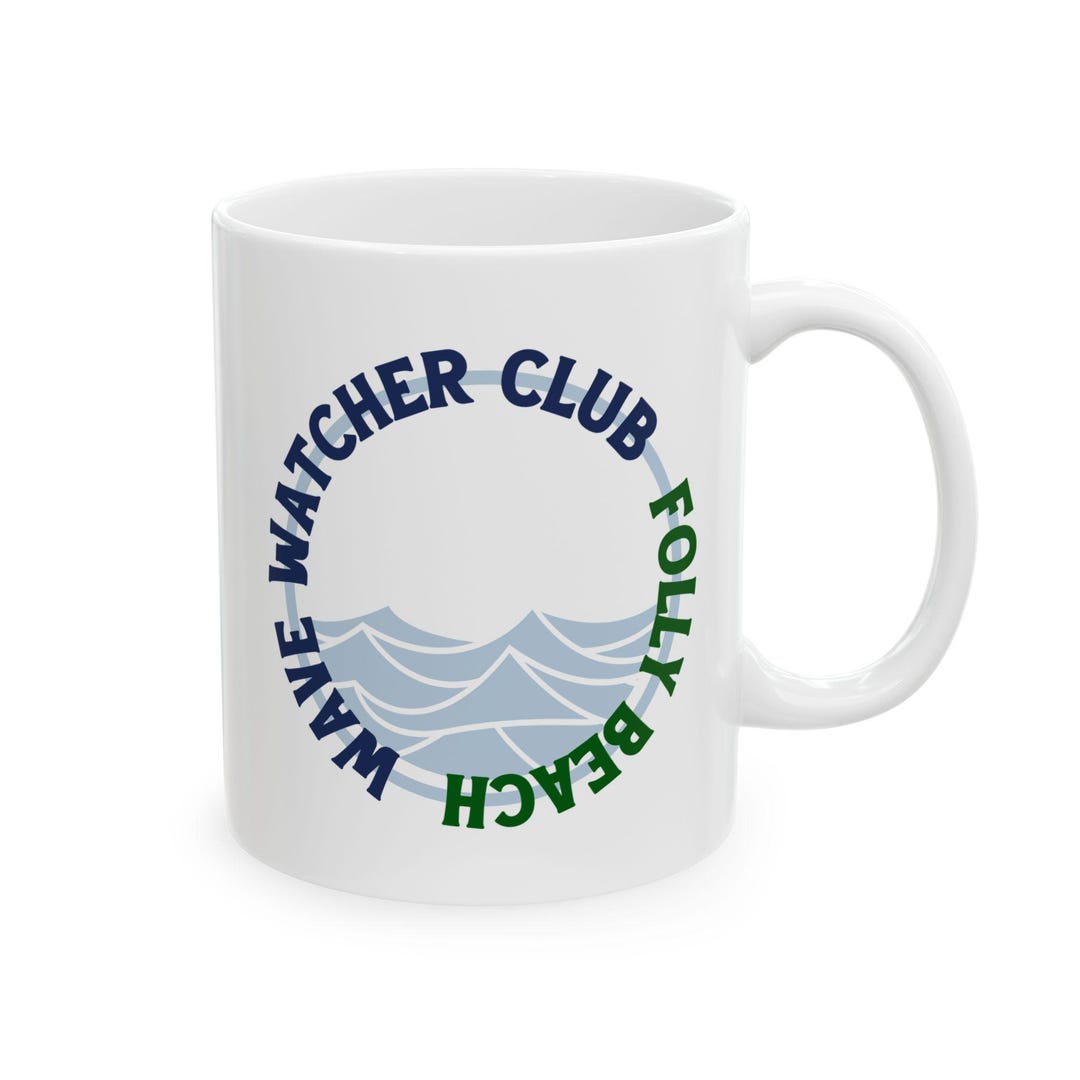 Wave Watcher Club Mug Folly Beach Edition for Ocean Lovers, Coastal Admirers, and Beach ...