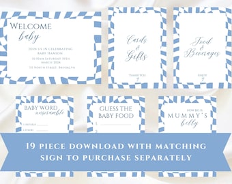 Blue Wavy Checkered Baby Shower Pack - Etsy