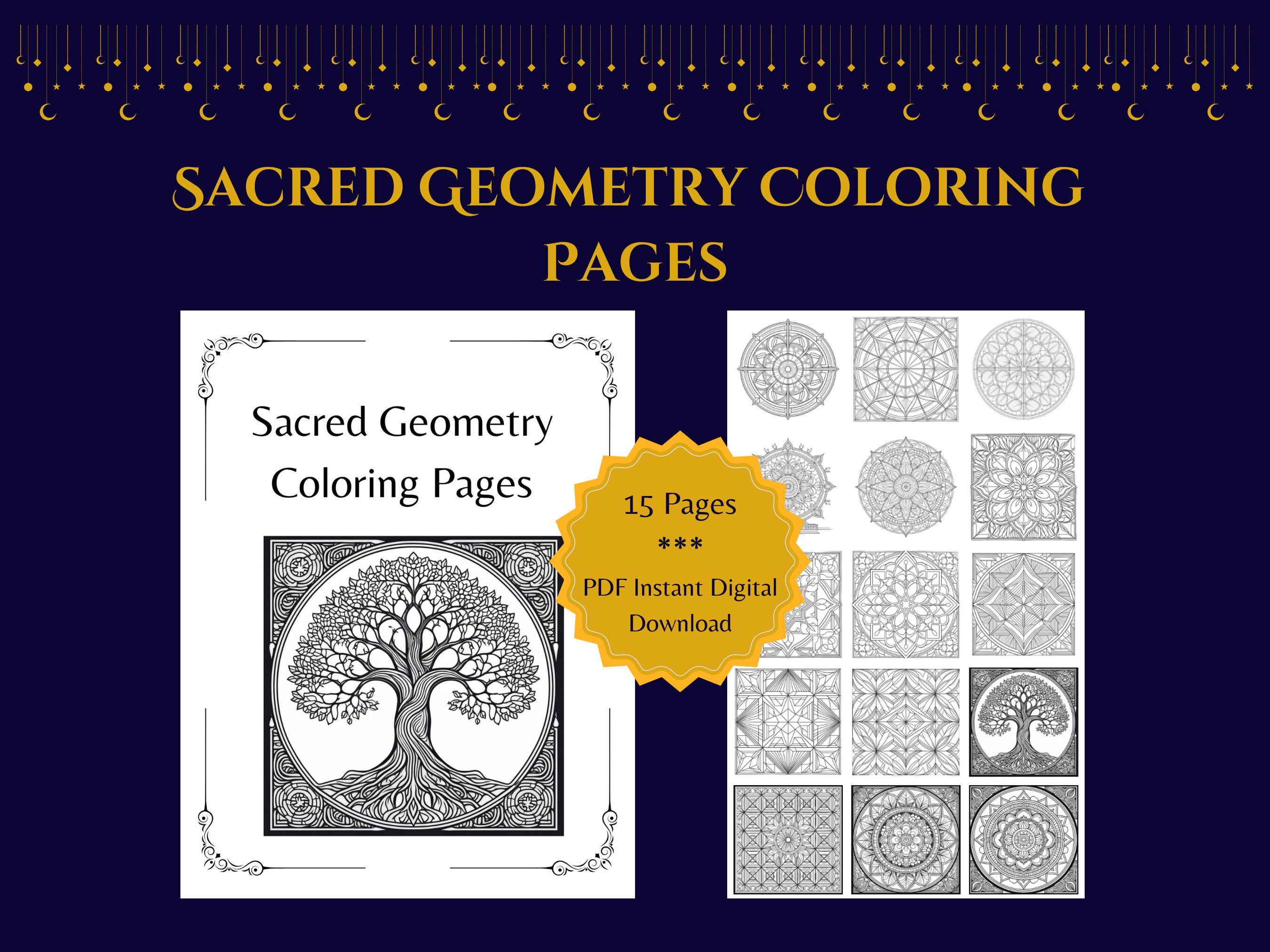 Printable Sacred Geometry Coloring Pages, Mandala Coloring Pages - Etsy