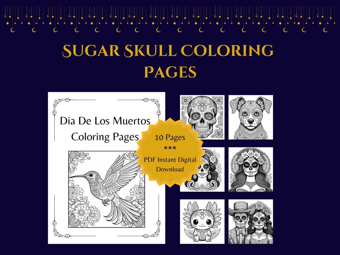 Printable Dia De Los Muertos Coloring Pages Instant Download - Etsy
