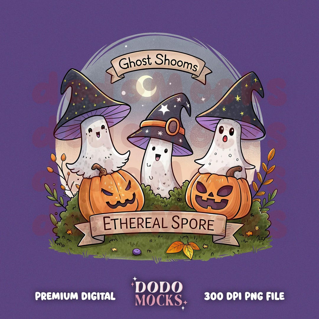 Cute Ghost Shrooms PNG, Halloween Sublimation Design, Spooky Witch ...