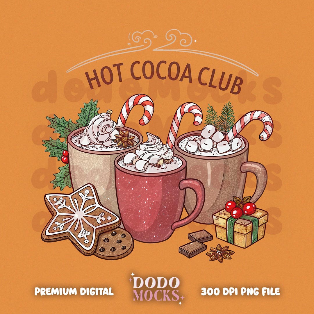 Hot Cocoa Club PNG, Christmas Coffee Clipart, Festive Holiday Drink ...