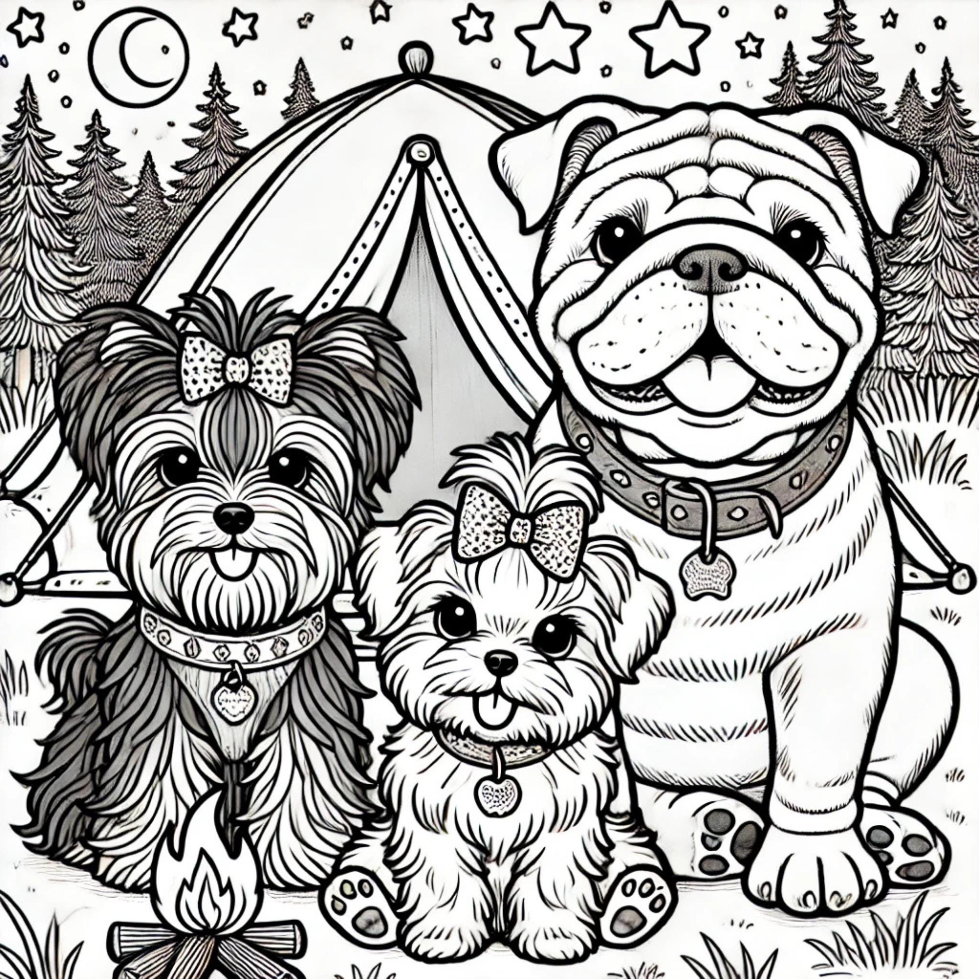 Dog Coloring Book PDF, Yorkie Bulldog Yorkipoo Pages, Cute Puppy ...