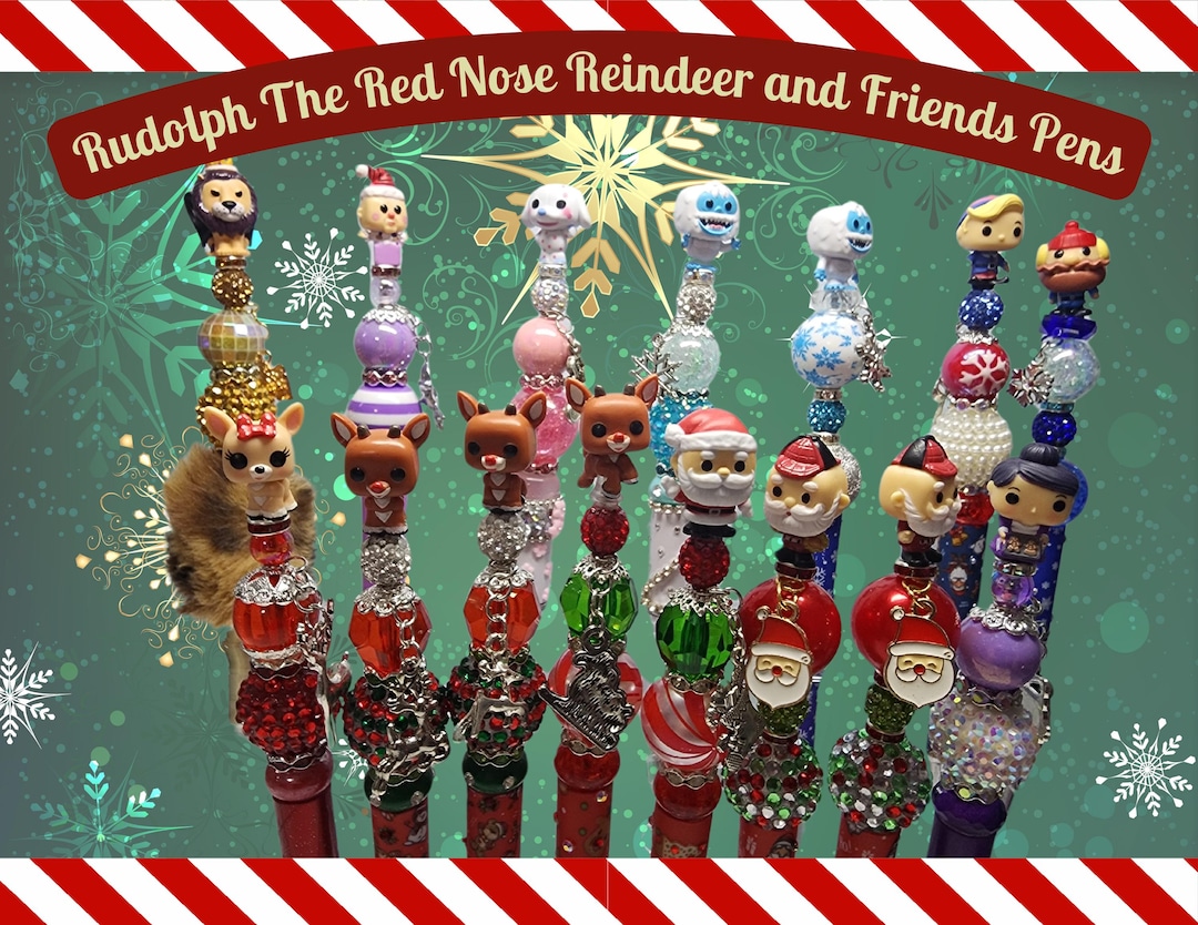 Rudolph the Red-nosed Reindeer Christmas Beaded Pens Holiday Gifts ...