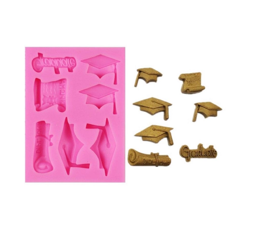 7 Cavity Graduation Silicone Chocolate Mold, Graduation Cap Fondant ...