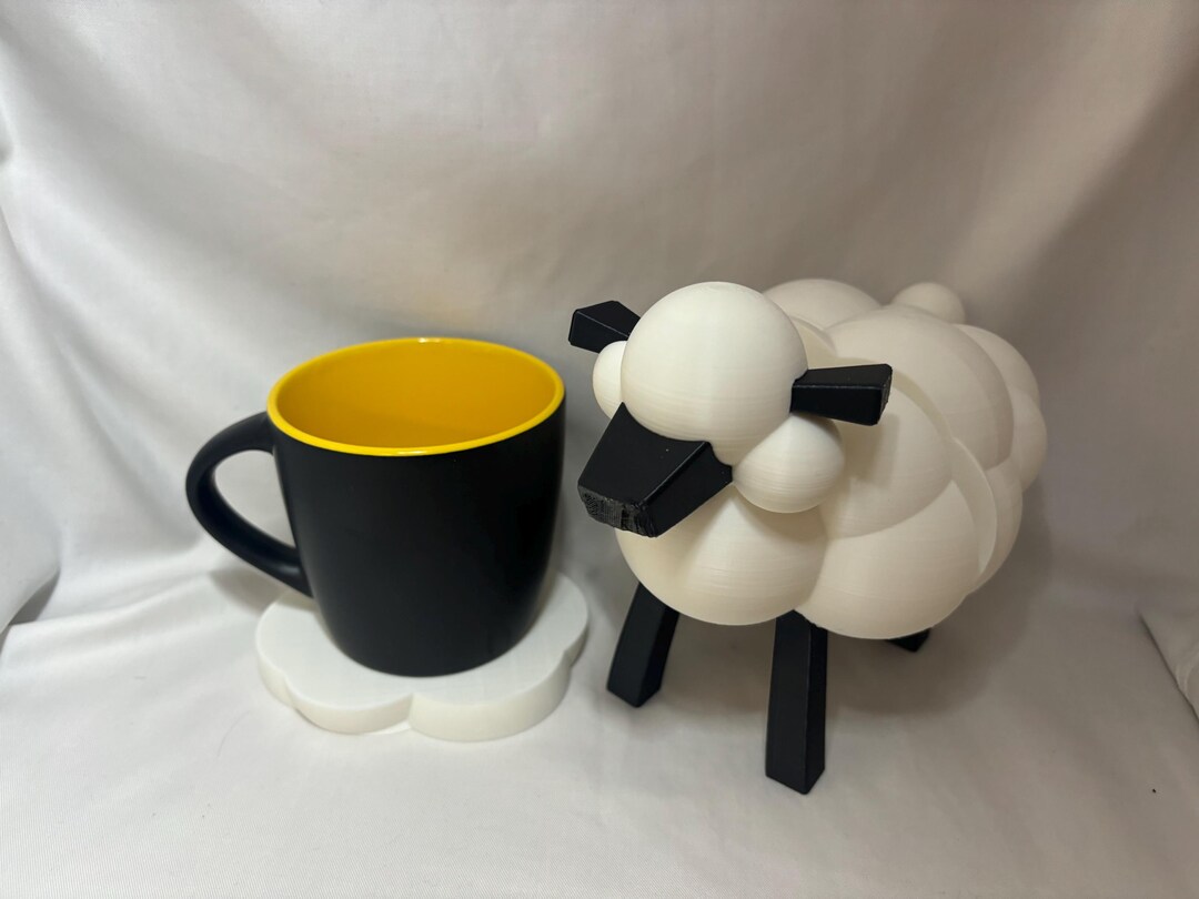 Cute 3D Printed Sheep Coaster Set Decorative Pull-off Coasters for Home ...