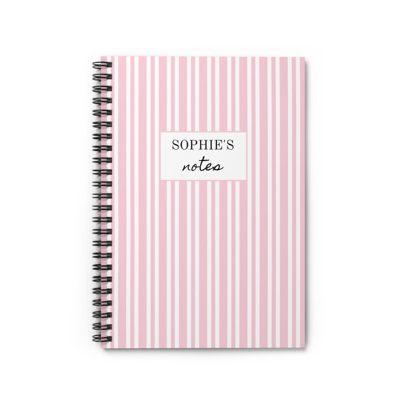 Pink and White Striped Personalized Spiral Notebook Gift for Her ...