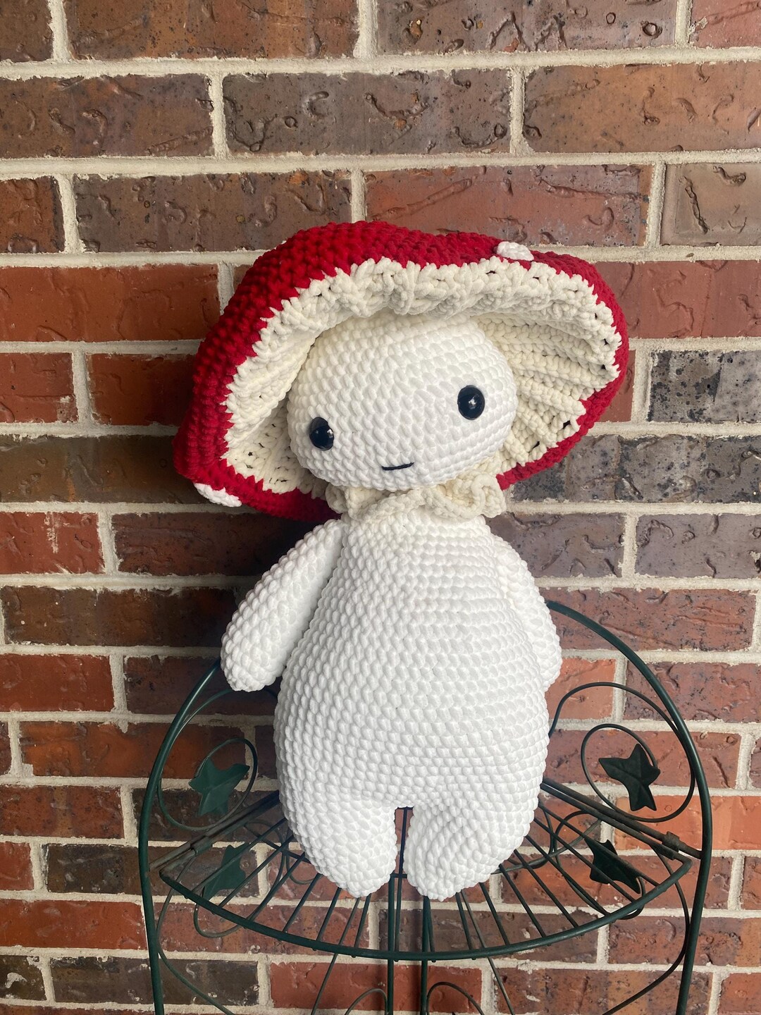 Crocheted Mushroom Gal | Crocheted Mushroom Guy | Crochet Toadstool Mushroom | Giant Crochet ...