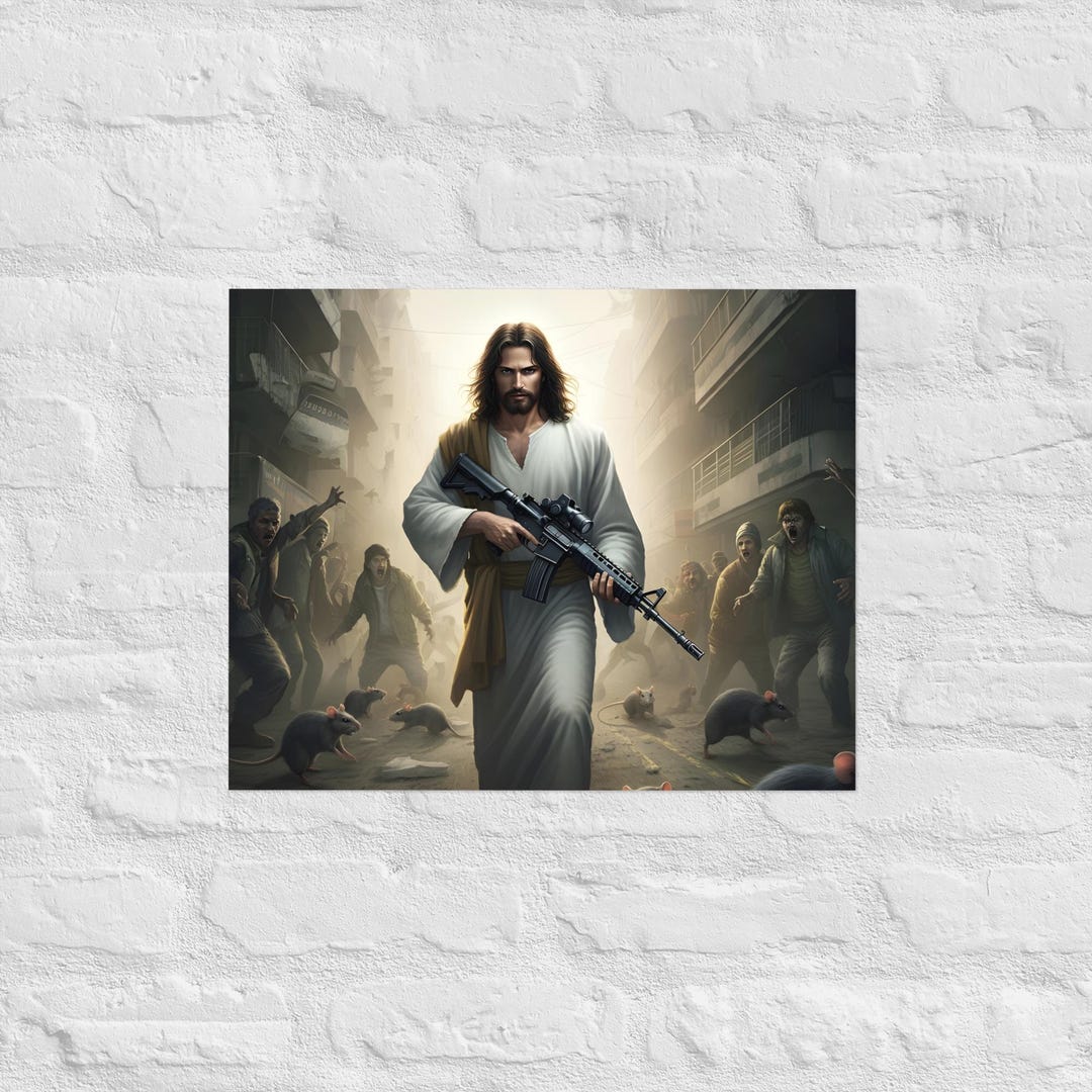 Divine Vigilante: Jesus in the Crosshairs of Urban Strife-poster Art - Etsy