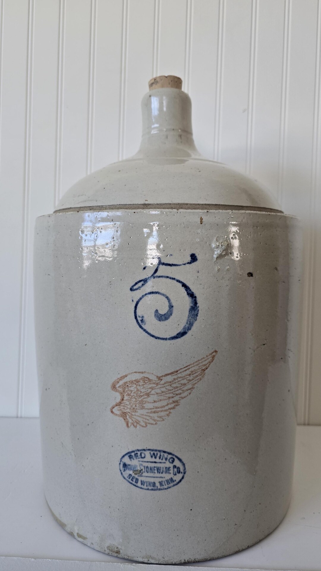 5 Gallon Antique Red Wing Shoulder Jug With Handle. - Etsy