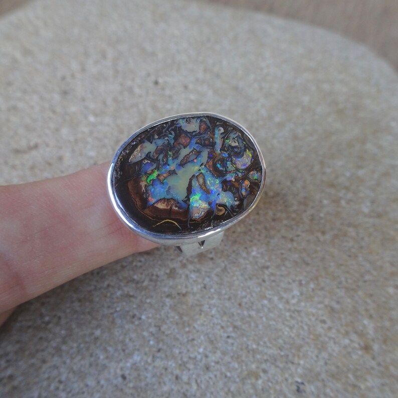 US 9 Handmade Yowah Nut Boulder Opal Sterling Silver Ring, From the ...