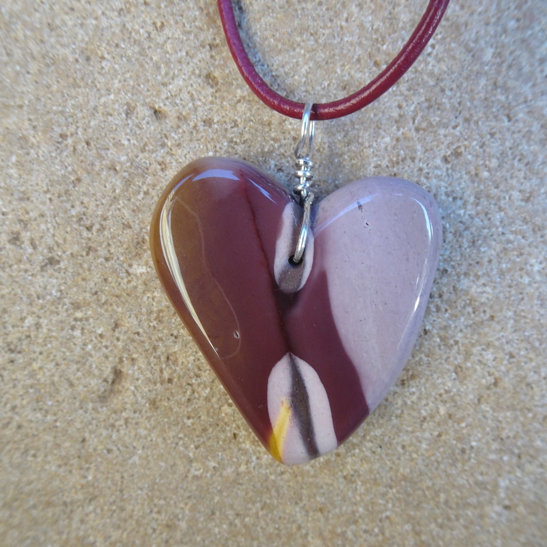 THANK YOU Offering Mookaite Heart Pendant Necklace Gemstone Jewelry ...