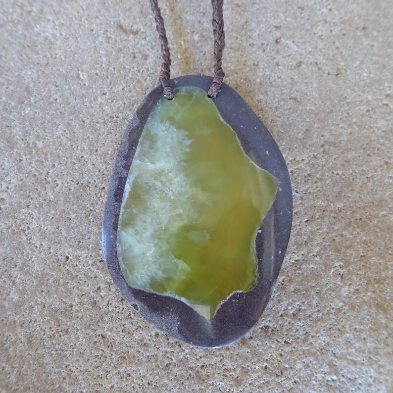 Large Prehnite in Matrix Necklace, Fully Adjustable Length - Etsy Australia