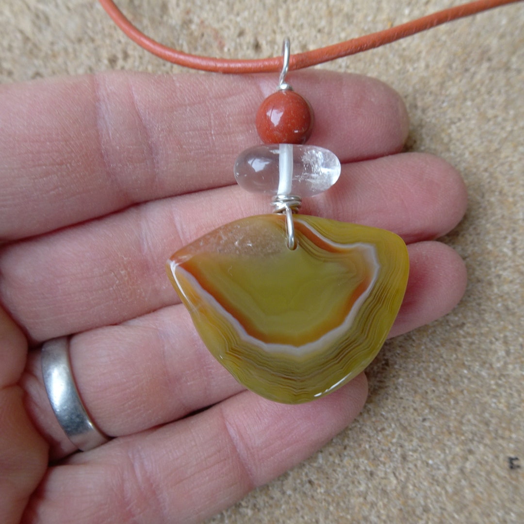 Agate, Quartz Crystal, Mookaite Pendant Necklace, Jewellery Handmade ...