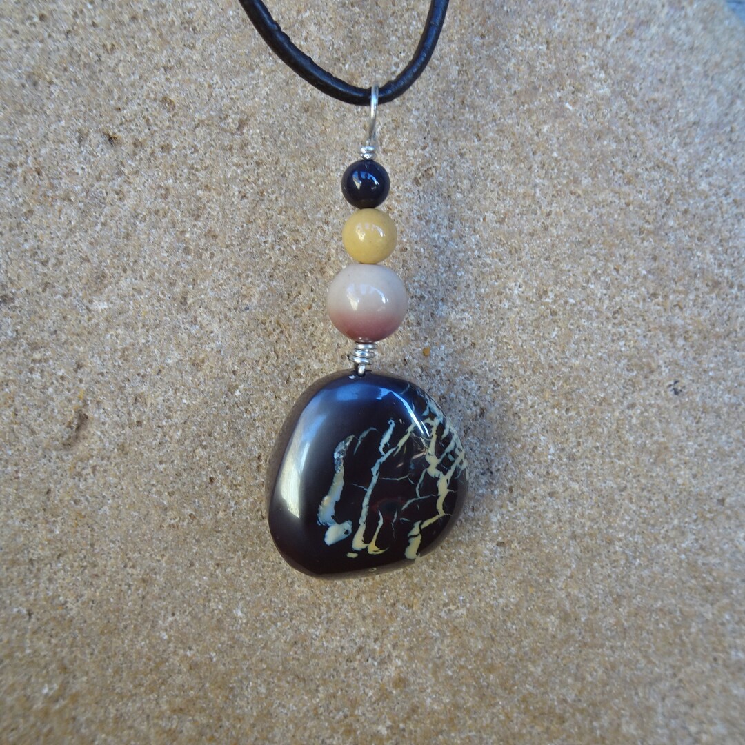 Simple Boulder Opal, Mookaite Zen Necklace Handmade Australia, Gemstone ...