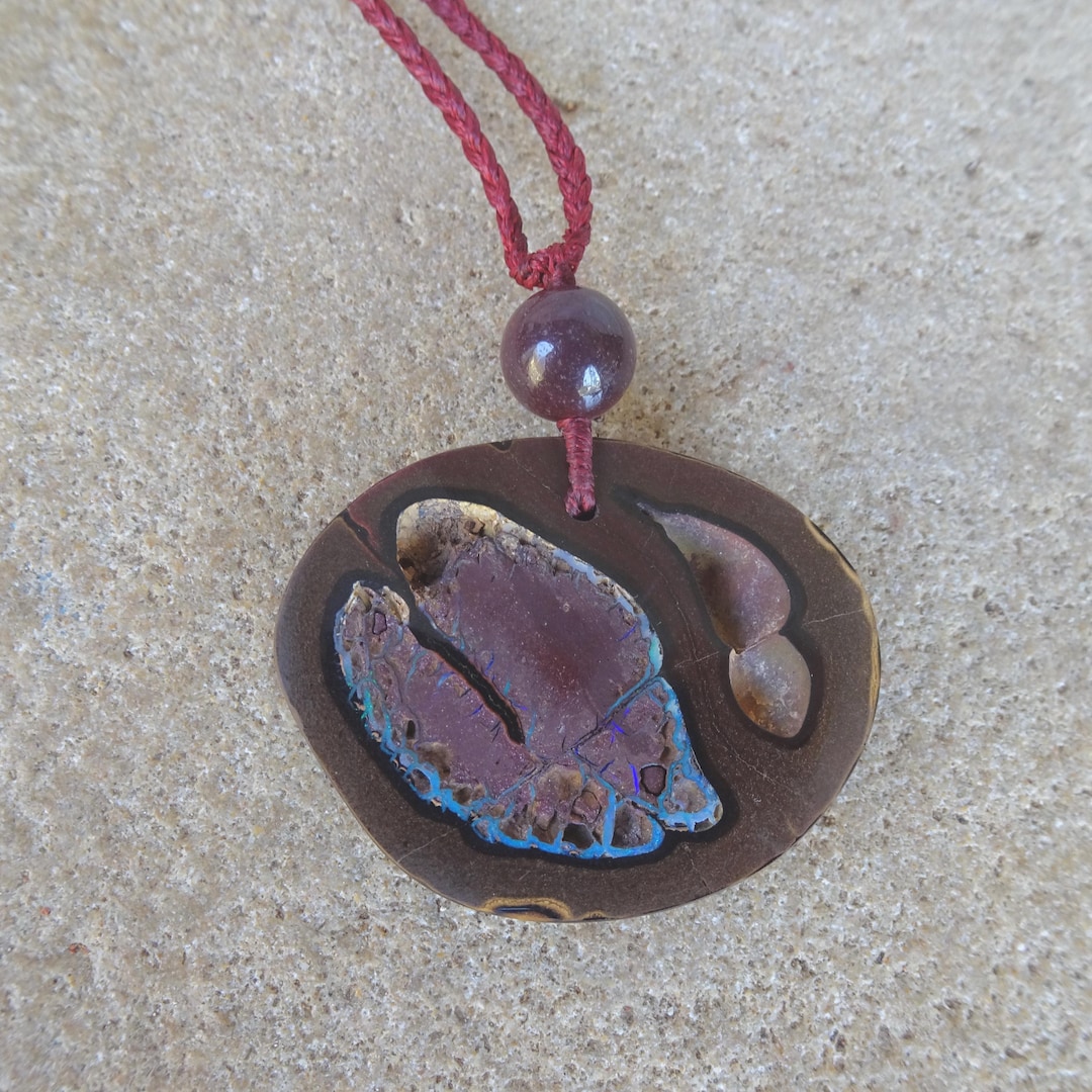 Yowah Nut Boulder Opal Heart, Mookaite Necklace, Fully Adjustable ...