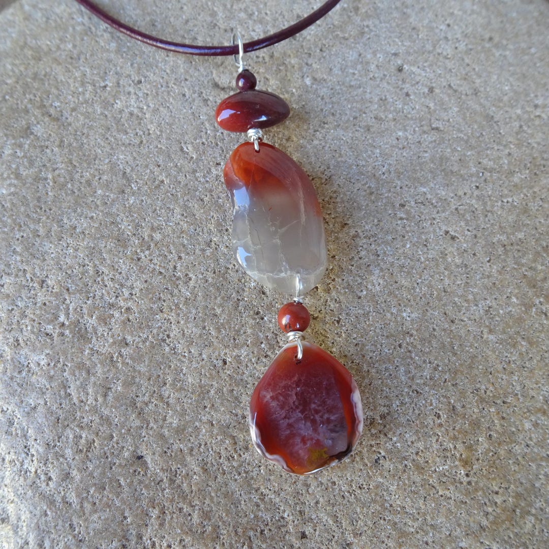 Agate, Mookaite Pendant Necklace, Jewellery Handmade Gemstone Jewelry ...