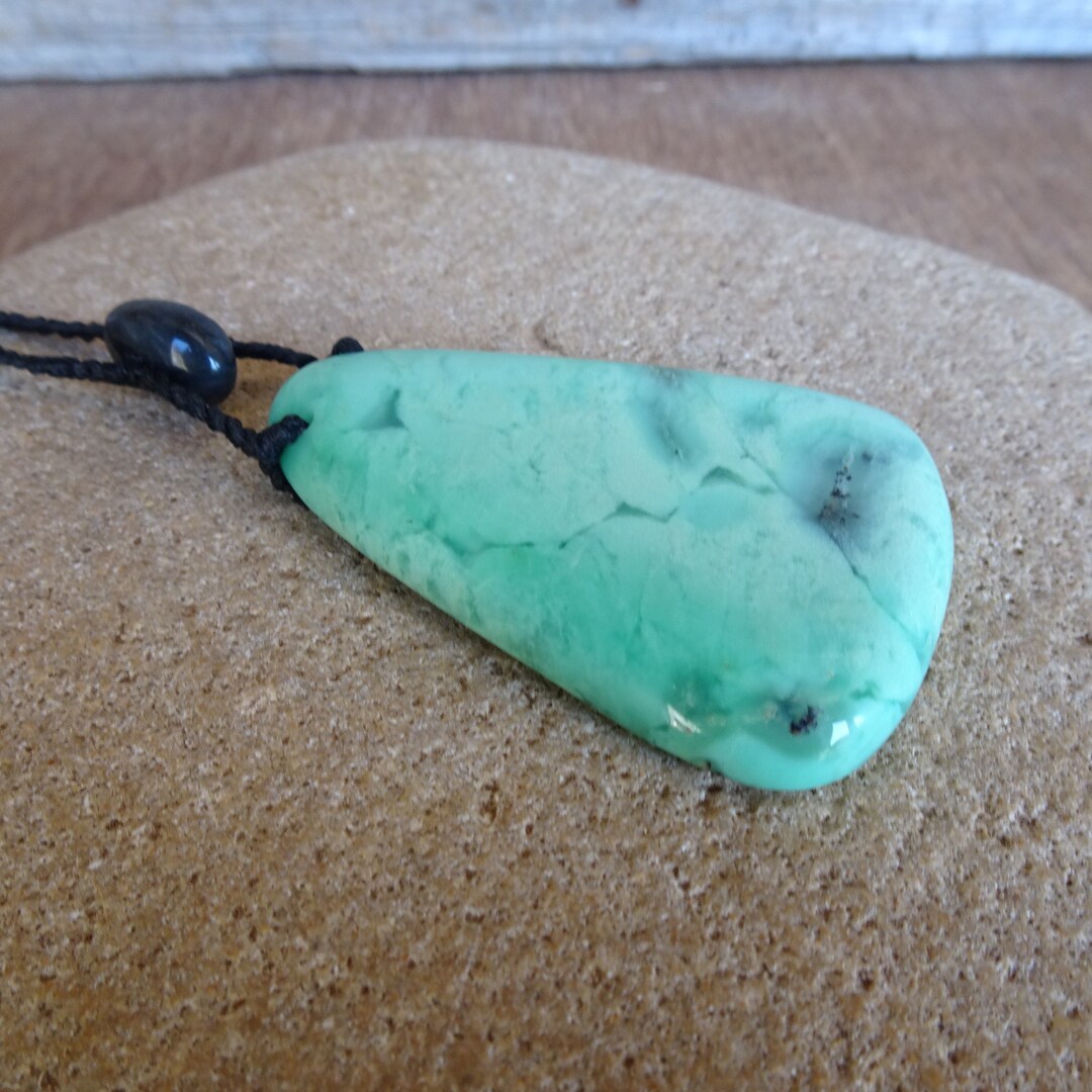 Handmade Lemon Chrysoprase Necklace, Beach Pebble, Adjustable Length - Etsy