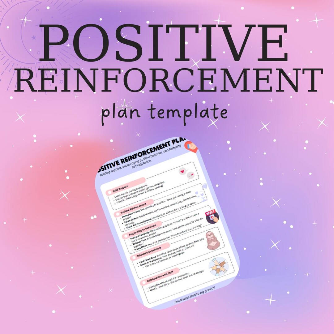 Positive Reinforcement Plan Template: Behavior Support Tool for ...