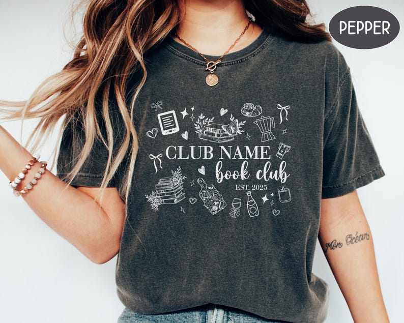 Comfort Colors® Custom Book Club Shirt Personalized Name Book Club for ...