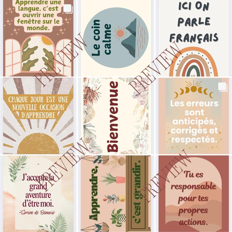 French BOHO Classroom Posters and Signs - Etsy