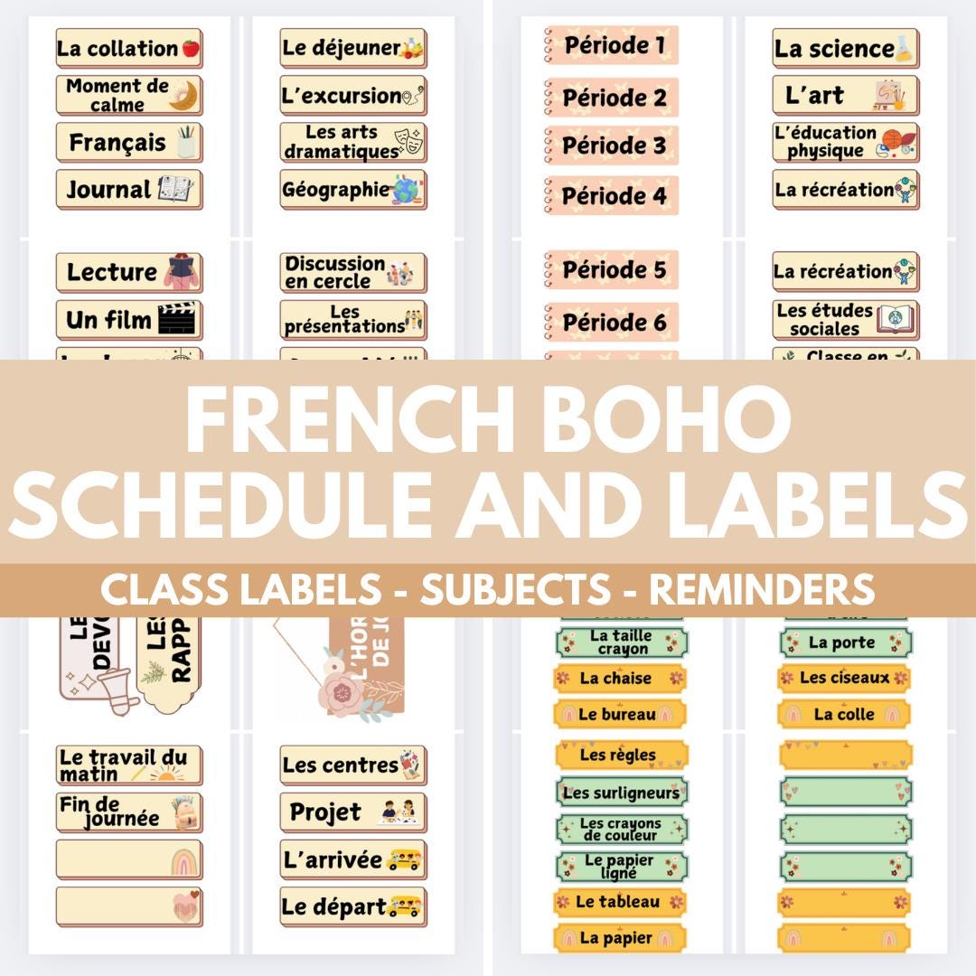 French BOHO Daily Schedule and Classroom Labels - Etsy