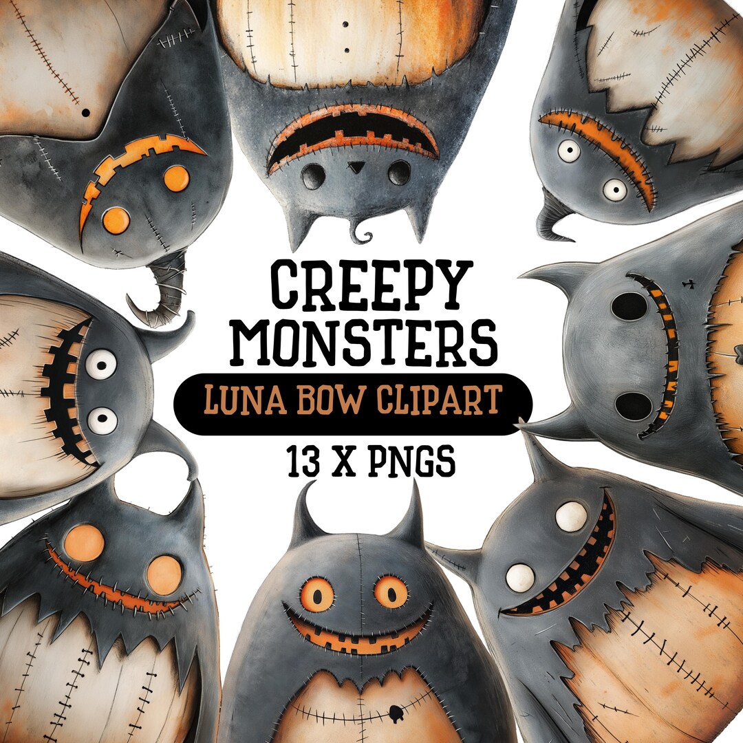 Spooky Halloween Monsters Clipart Set Funny Spooky Monsters Clipart ...